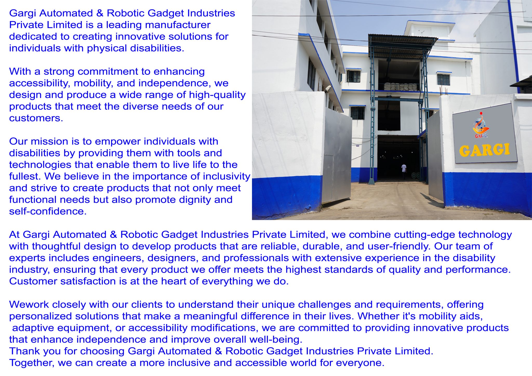 About Us – GARGI AUTOMATED & ROBOTIC GADGET INDUSTRIES PRIVATE LIMITED